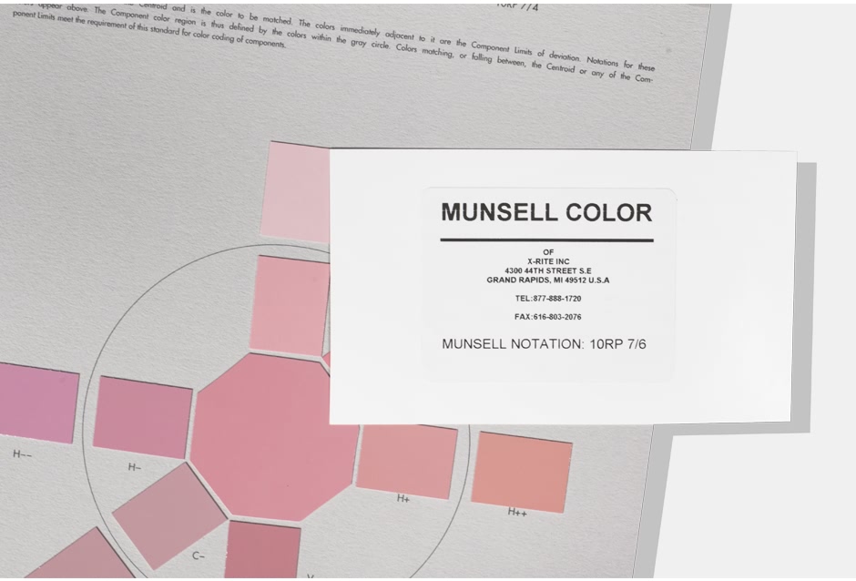 MUNSELL EIA-TIA 598-B 玫瑰色编码图表补充单页|Munsell EIA-TIA 598-A Rose Color ...