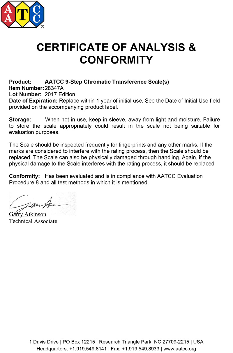 AATCC六色九级卡 28347A - 千通彩色彩管理官网